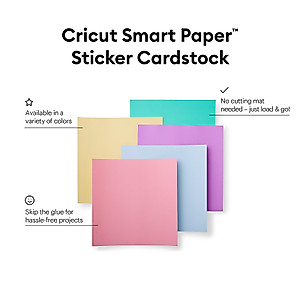 Cricut Smart Paper Sticker Cardstock - 10 Sheets - 13in x 13in - Adhesive Paper for Stickers - Compatible with Cricut Explore 3/Maker 3 - Pastels