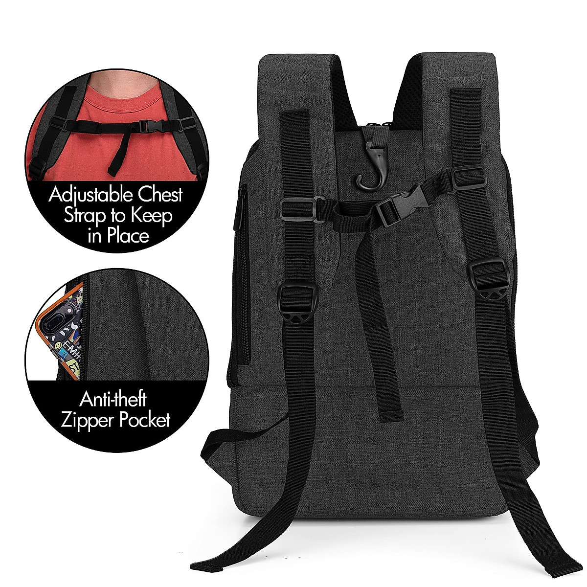 CURMIO Portable Oxygen Concentrator Backpack, POC Carrying Bag Compatible with Inogen, OxyGo and Caire Units, Bag Only, (Patented Design)
