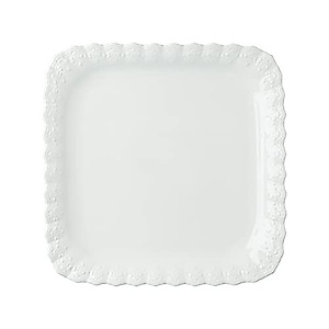 KASSEL Elegant Ceramic Serving Platter with Stand | Square Serving Trays for Entertaining Parties, Catering, and Buffet | Oven Safe Serving Tray and Dessert Display Decor Stand (Large)