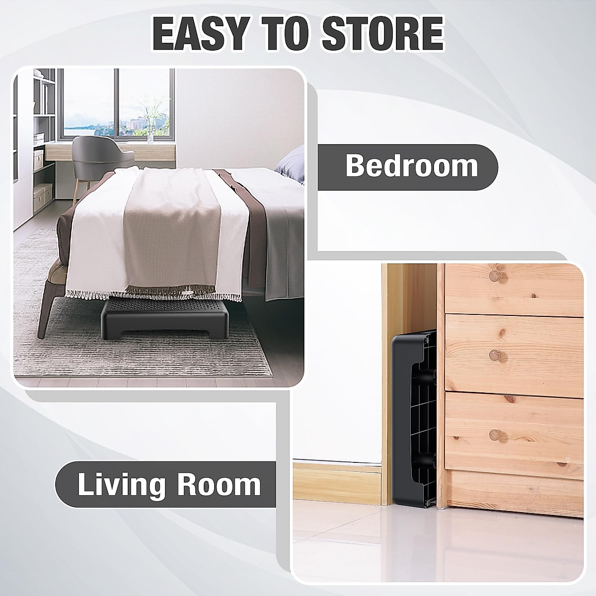 HBTower Step Stool, Mobility Step Stool for Adults & Seniors, Non-Slip Step Platform Indoor and Outdoor, Portable Step Riser, Safety Step for Car, Bedside, Office, Shower, Stairs, Black