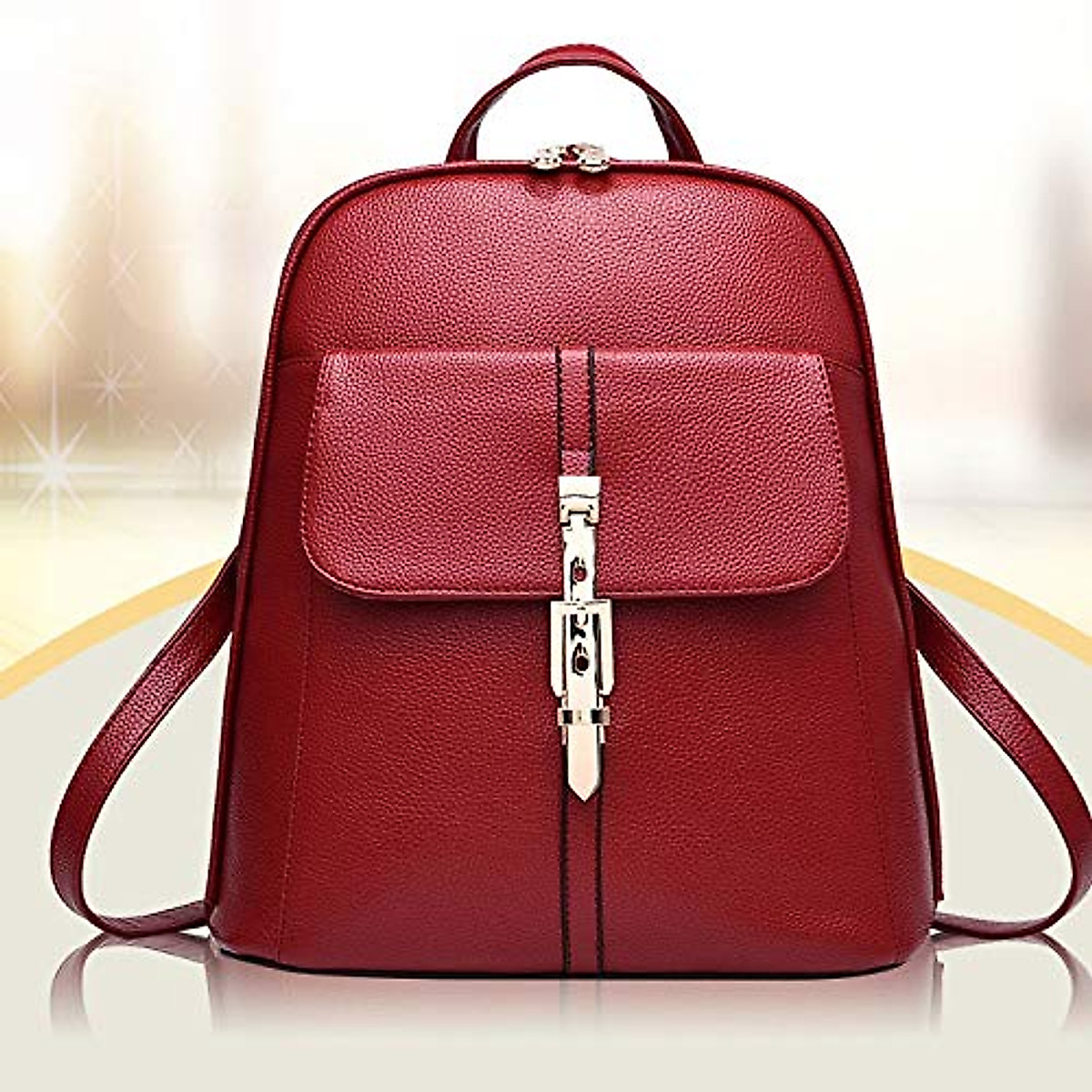Satchels Women Leather Backpacks for Girls School Backpack Female Travel Shoulder Bagpack Ladies Casual Daypacks (Color : Black)