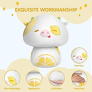 Mewaii 14 Inch Mushroom Plush, Cute Lemon Cow Plush Pillow Soft Plushies Squishy Throw Pillow, Kawaii Lemon Cow Stuffed Animals Kawaii Plush Toys Decoration Gift for Girls Boys