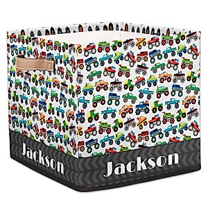 RIRIX Personalized Storage Bin, Custom Storage Baskets for Organizing with Handles, Foldable Storage Box for Closet Cloth Baskes Toy Big Truck