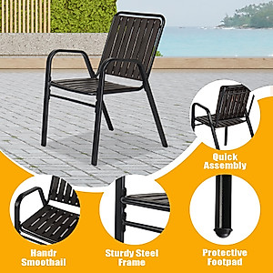 VINGLI 3 Piece Patio Furniture Set Metal Patio Chairs Set of 2 w/PP Backrest and Seat, Outdoor Bistro Set for 2 Porch Furnitutre, Yard, Balcony
