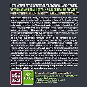 PetVitalityPRO Probiotics for Dogs with Natural Digestive Enzymes ● 4 Bill CFUs/2 Soft Chews ● Dog Diarrhea Upset Stomach Yeast Gas Bad Breath Immunity Allergies Skin Itching Hot Spots ● 60 Count