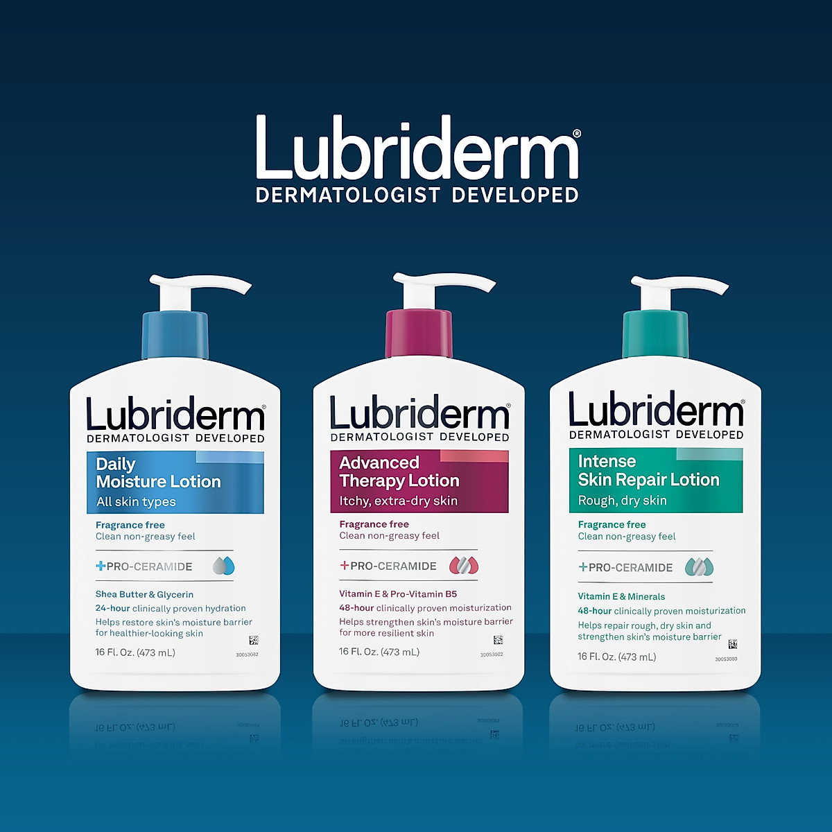 Lubriderm Advanced Therapy Fragrance Free Moisturizing Hand & Body Lotion + Pro-Ceramide with Vitamins E & Pro-Vitamin B5, Intense Hydration for Extra Dry Skin, 16 fl. oz, 2 Pack