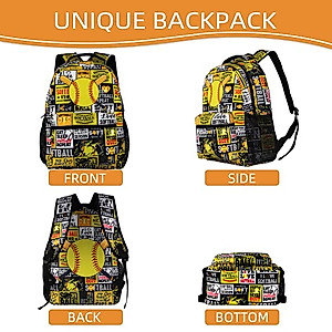 Softball Backpack for Boys Girls, Elementary Middle High School Bookbags for Teen Kids, Travel Laptop Backpack for College Students Women Men Durable Lightweight School Bags, 17 Inch Large Back Packs