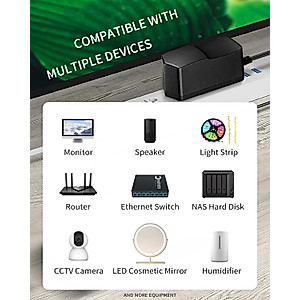 12V 2A AC Adapter Charger Replacement with 8 Tips, Regulated 12 Volts 2000mA Power Supply Cord for LED Strip Light, CCTV Camera, BT Speaker, GPS, Webcam, Router, DC12V Transformer (6ft)