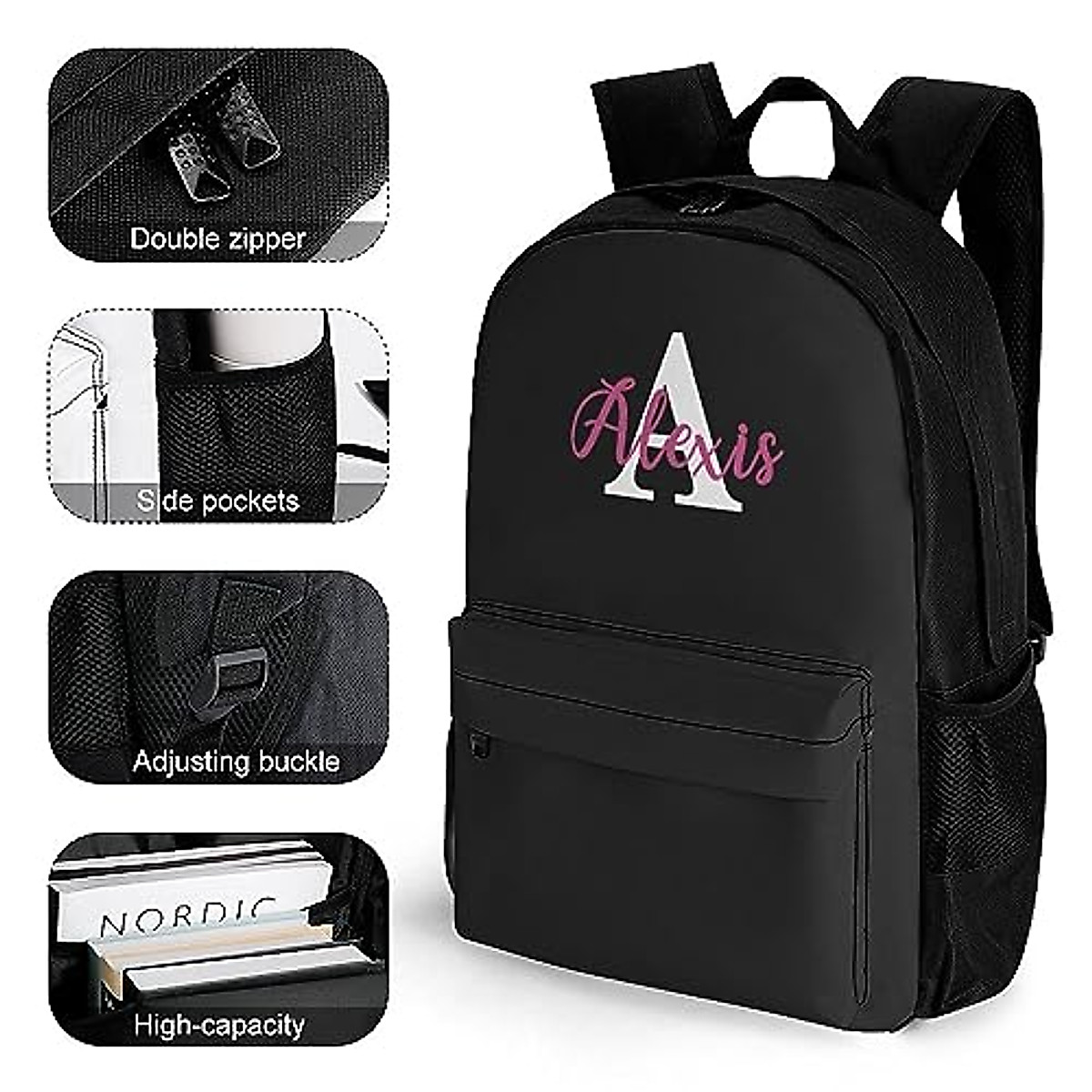 Custom Backpack Personalized Backpack With Add Your Name/Text,Casual Shoulder Bag Customize Travel Laptop Backpack for Women