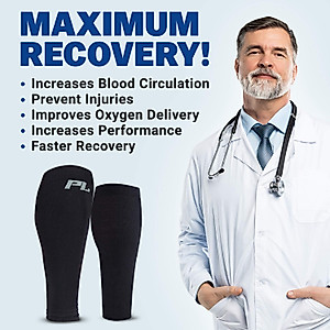 POWERLIX Calf Compression Sleeve (2p) Calf & Shin Sleeves for Men & Women Great for Pain Relief, Running, Sports & More