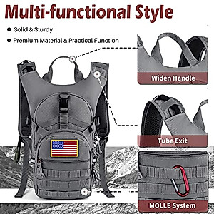 Gelindo Military Tactical Hydration Backpack with 2L Water Bladder Light Weight, MOLLE Tactical Assault Pack for Hiking Biking Running Walking Climbing Outdoor Travel Grey