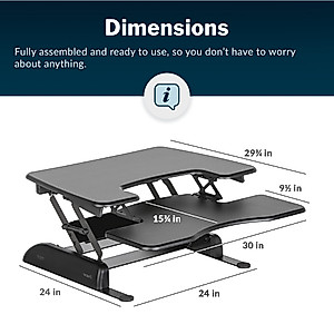 Vari - VariDesk Pro Plus 30 - Height Adjustable Standing Desk Converter for Home Office - Sit to Stand Desk with 11 Height Settings, Spring-Assisted Lift, and Weighted Base - Fully Assembled, Black