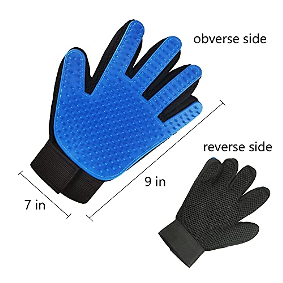 FEILIBI Pet Grooming Gloves for Efficient Hair Removal Long & Short Fur and Gentle Deshedding Brush and Massage for Dogs&Cat-(1Pair Left & Right Hand), 9 X 7 X 0.7inches