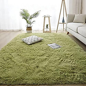 Soft Plush Shaggy Area Rug, Cozy Fluffy Carpet Rugs for Kids Girls Bedroom Decor and Living Room Nursery Dorm (4x6 Feet, Green)