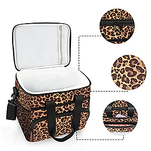 HMZXZ Large Cooler Lunch Bag Animal Leopard Skin Pattern 24-Can (15L) Insulated Lunch Box Soft Leakproof Cooler Cooling Tote Bag for Adult Men Women Camping, Picnic, BBQ, 30.5x22x25.5cm