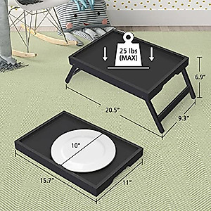 Artmeer Bed Tray Table with Folding Legs,Bamboo Breakfast in Bed for TV Table, Laptop Computer Tray,Eating,Snack Tray Black 2 Pack (Black)