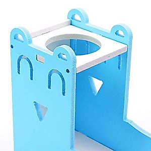 gutongyuan 2in1 Hamster Automatic Water Drinker Base Bottle Dispenser Feeder Hanging Small Animals Guinea Pig Squirrel Rabbit Drinking Head Pipe Fountain (Blue)