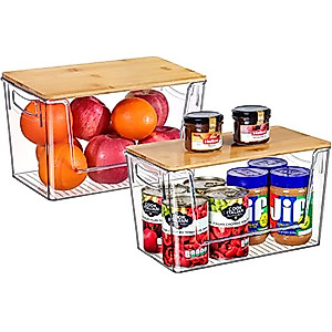 Hudgan Clear Stackable Storage Bins Acrylic Open Front Bliss Bins with Lids for Organizing The Home Edit Holder Dispenser Containers