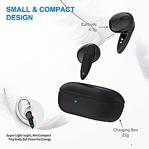 ACAGET Wireless Earbuds for iPhone 13 Pro Max 14 Plus Bluetooth Headphones Lightweight Touch Control Stereo Earphones with Charging Case Built-in Mic Headset for Galaxy A53 S23 Samsung S22 Ultra Black