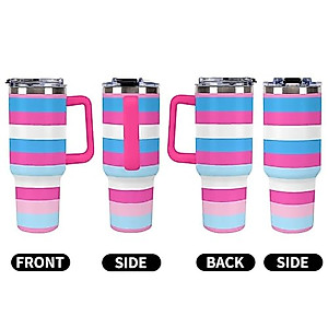 Transgender LGBT Flag 40 Oz Tumbler Insulated Stainless Steel Water Bottle Travel Mug Car Cup with Handle And Straw