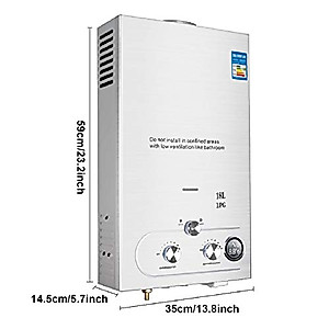 18L Tankless LPG Propane Gas Hot Water Heater Instant Boiler Bathroom Shower Instant Hot Water Heater