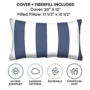 Honeycomb Indoor/Outdoor Stripe Stone Beige Toss Pillow: Recycled Fiberfill, Weather Resistant, Comfortable and Stylish Pack of 2 Pillows for Patio Furniture: 21" W x 12" L