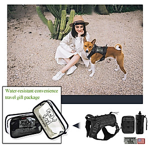 Hanshengday Tactical Service Dog Vest Harness for Medium Large Dog, Military K9 Training Dog Vest with Molle & Loop Panels Adjustable Tactical Dog Vest Harnesses with Handle (01XL, 01-Black)