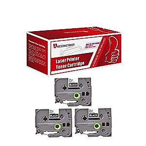 Awesometoner Compatible Replacement for P-Touch Brother TZe-335 (TZ335) use with GL100, PT200, PT1000, PT1000BM, PT1010, PT1010B, PT1010NB, PT1010R, PT1010S, PT1090 (White on Black, 3-Pack)