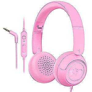 Link Dream Kids Headphones for School with Microphone Stereo On-Ear Folding 85/94dB Volume Control Child Headphones for Kids/Girls/iPad/Fire Tablet/PC/Travel, Pink