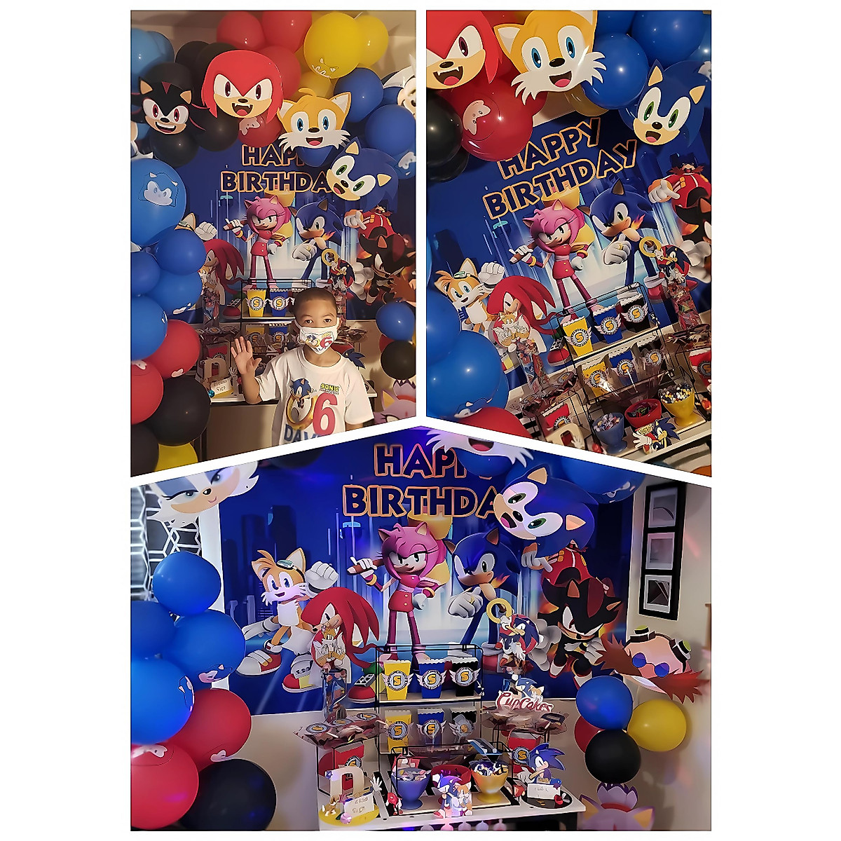 60x40 Inches Birthday Backdrop for Party, Soni Birthday Decoration Banner with Good Wrinkle Resistance, Birthday Party Supplies as Photography Background, 5X3 ft for Kids, Boys, Girls (Blue 4)