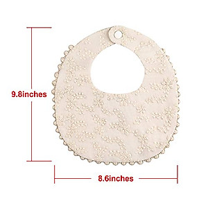 GZMM Baby Bib For Girls,Reversible Waterproof Handmade Natural Cotton Baby Drool Bib 0-12 months 2 Pack (off-white color, 0-12 months)