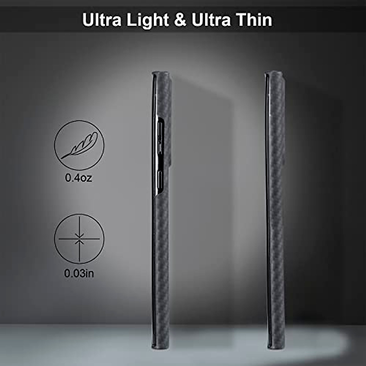 Carbon Fiber Samsung Galaxy S23 Ultra 6.8" Case, Slim Aramid, Lightweight, Anti-Scratch, Wireless Charging Support-Black