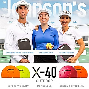 Franklin Sports Pickleball 2 Player Carbon Fiber Paddle and X-40 Pickleball Set - (2) Carbon Fiber Paddles - (4) X-40 Balls - Carry Bag - USA Pickleball Approved