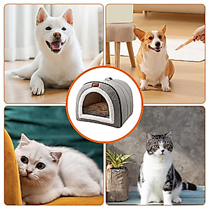 MCGOS Dog Bed Cave, 40x35x35cm Breathable Covered Dog Bed, Plush Dog Bed Cave, Washable Self Warming Pet Bed, Comfortable Warm Dog Hideaway Elastic Dog House for Cats Dogs Bunnies Rabbits Small Pets