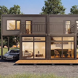 Generic Prefabricated House 2 bedrooms with Attached Bath, Dining and tv Lounge, Require Assembly., Grey, SAF 018