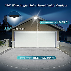 2000W Solar Street Lights Outdoor, Wide Angle Solar Lights Outdoor Waterproof Solar Street Light Dusk to Dawn, Solar Parking Lot Lights Commercial for Outside Backyard