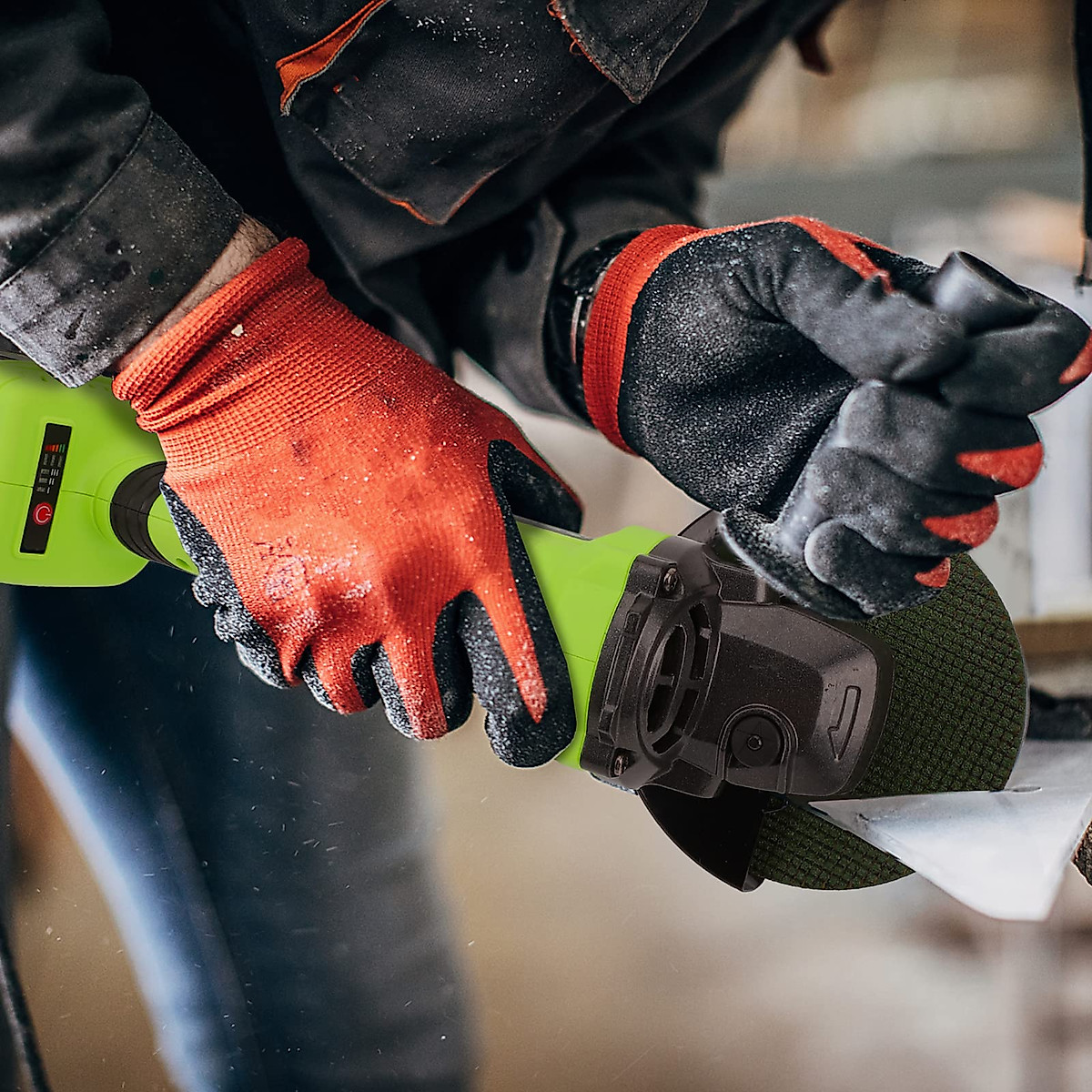 Yougfin Angle Grinder 5 inch, 20V Max Brushless Cordless 7000RPM Grinding Power Tool, 2 Handle Position, Safety Guard, Cutting Wheels, Flap Discs for Metal Cutting & Wood Carving