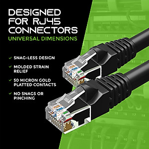 GearIT 100-Pack, Cat5e Ethernet Patch Cable 3 Feet - Snagless RJ45 Computer LAN Network Cord, Black - Compatible with 48 Port Switch POE Rackmount 48port Gigabit