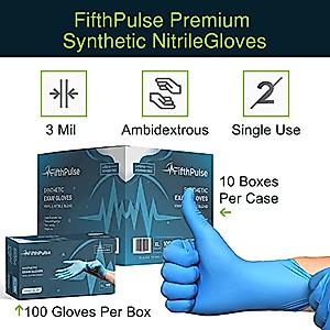 Blue Disposable Gloves Small 100 Count - Synthetic Nitrile Medical Exam Gloves - Latex Free, Powder Free - Surgical, Home, Cleaning, and Food Gloves - 3 Mil Thickness