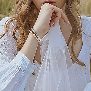 Bivei Natural Gem Semi Precious Reiki Healing Crystals Handmade 8mm Round Beads Stretch Bracelet