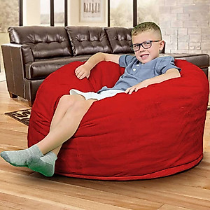 ULTIMATE SACK 3000 (3 ft.) Bean Bag Chair Cover in Multiple Colors: Cover ONLY. (3000, Red Suede)