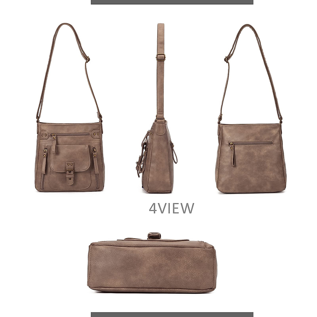 KL928 Crossbody Purses for Women Shoulder Bag,PU Washed Leather (01-Grey-2)