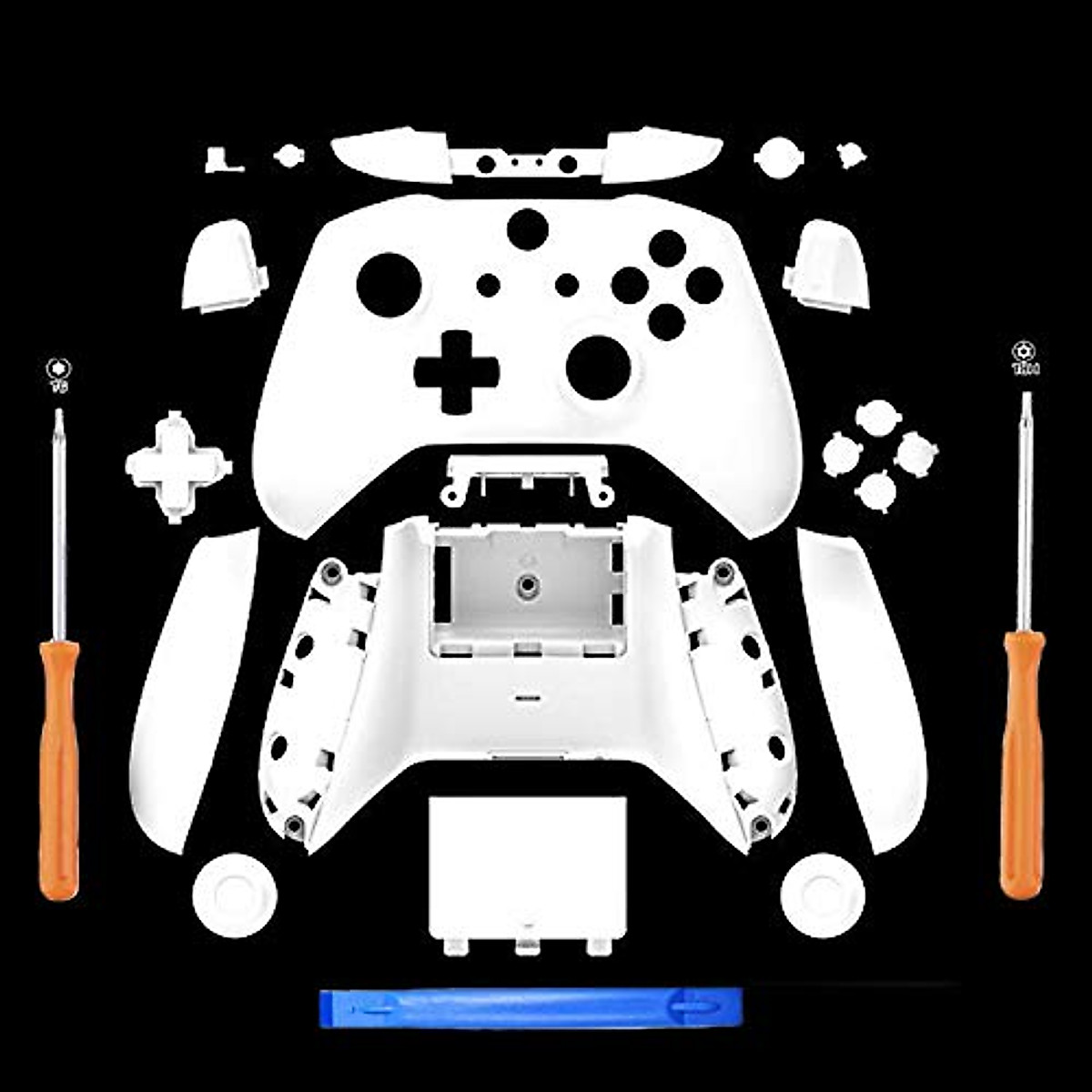 SN-RIGGOR Replacement Housing Full Shell Set Full Buttons Set Faceplates ABXY Buttons RB LB Bumpers for Xbox One S Slim Controller (3.5 mm Headphone Jack) S Controller Repair Parts (Yellow)