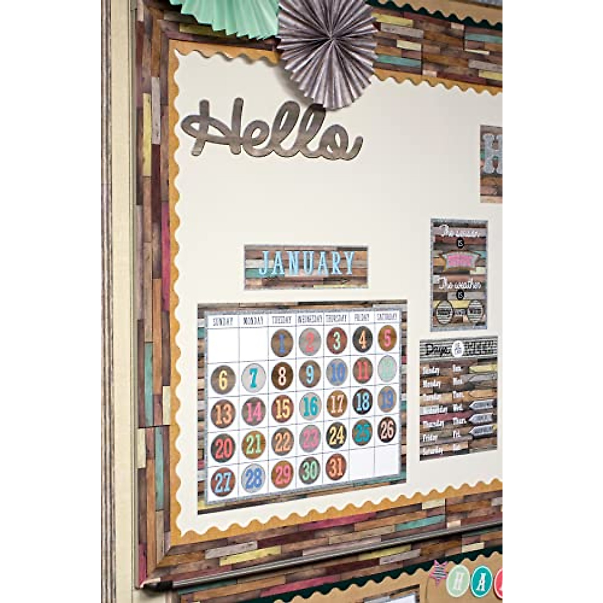 Teacher Created Resources Reclaimed Wood Straight Rolled Border Trim - 50ft - Decorate Bulletin Boards, Walls, Desks, Windows, Doors, Lockers, Schools, Classrooms, Homeschool & Offices