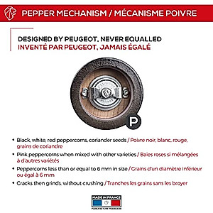 Peugeot 1870418 Paris Manual Pepper Mill Adjustable Grinder - Beechwood, Gloss Black
