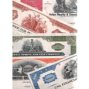 AMAZON SPECIAL!! 50 DIFFERENT RARE ORIGINAL VINTAGE US STOCK CERTIFICATES @ 50c!!! MANY BIG NAMES! LOWEST PRICE on EARTH!! BUY 2 LOTS GET 100 DIFFERENT with REDUCED SHIPPING!!!