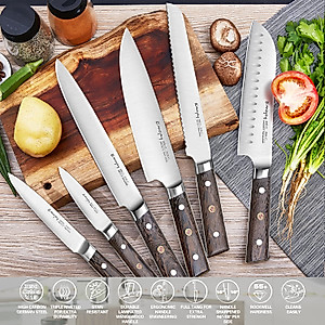 Emojoy Knife Set, 16 Pcs Kitchen Knife Set with Block, Chef Knife Set with sharpener, Stainless Steel Professional Knife for Kitchen