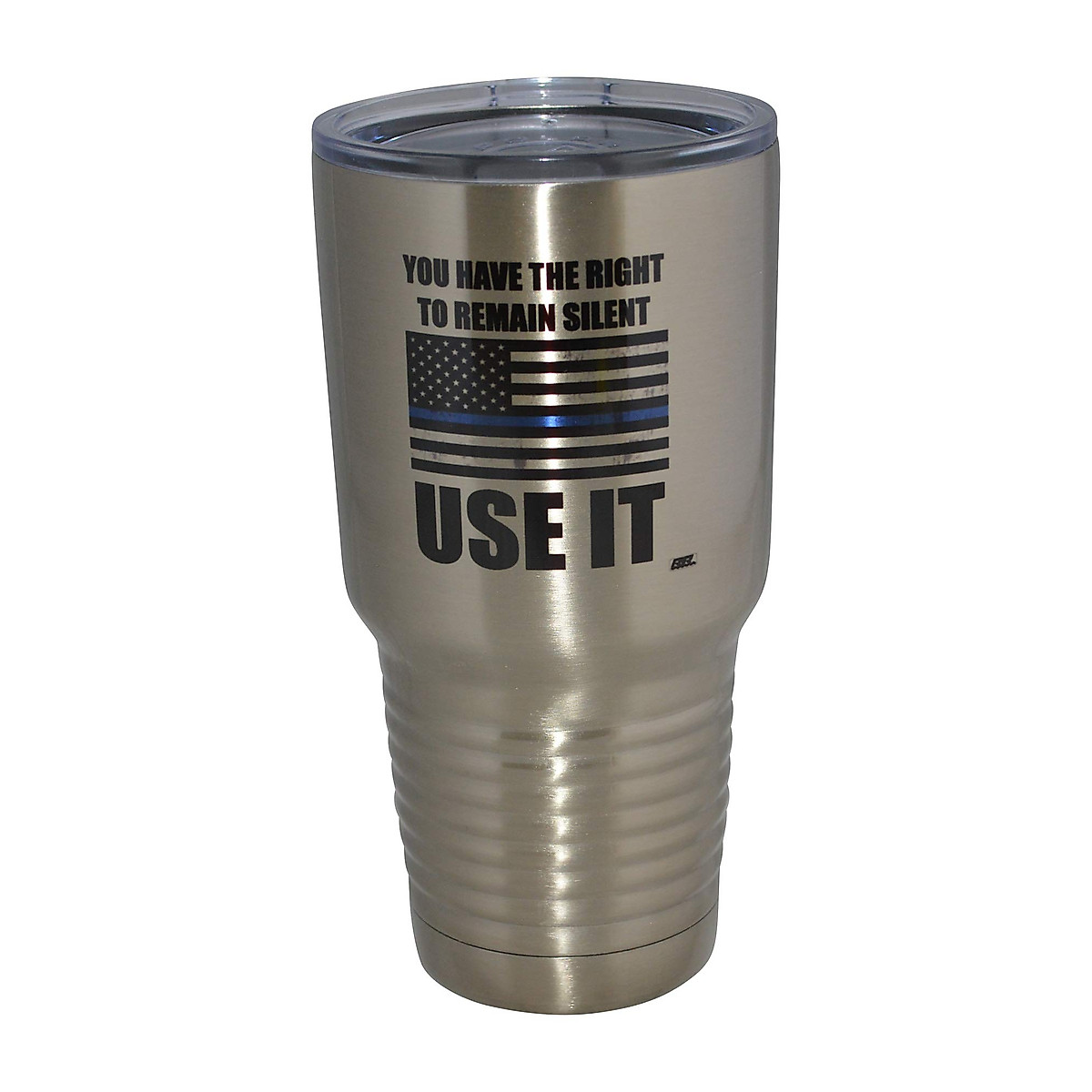 Rogue River Tactical Funny Police Officer Large 30oz Travel Tumbler Mug Cup w/Lid Vacuum Insulated Remain Silent Thin Blue Line PD Gift