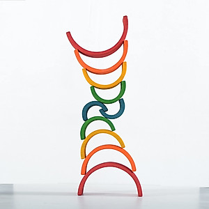 Chitrani Rainbow Stacker 6 Piece - Nesting Wooden Waldorf Blocks, Elements of Nature