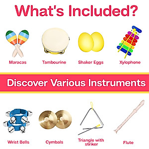 Smarkids Toddler Musical Instruments Toys Premium Accurately Tuned Percussion Musical Instruments for Kids Children Educational Toy Set for Boys& Girls with Xylophone Flute Tambourine Maraca Backpack